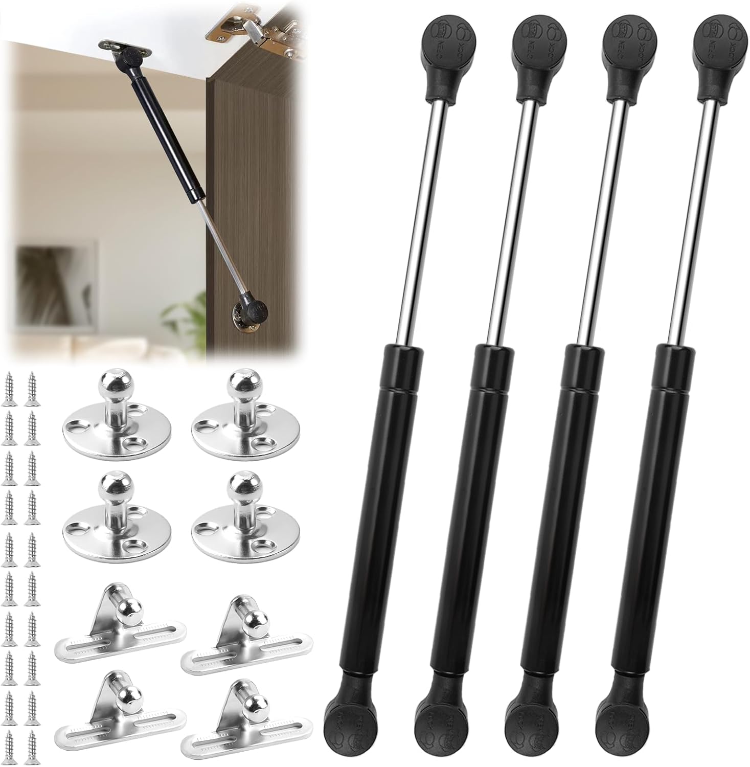 Lot de 4 vérins à gaz hydrauliques 150 N pour meubles de cuisine, bar ...