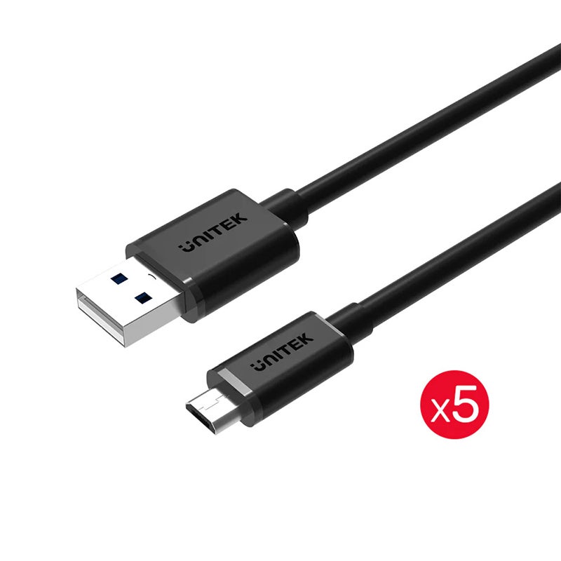 Pack de 5 câbles USB 2.0 Type A vers Micro USB type B (3 x 0.20m / 2x 0 ...