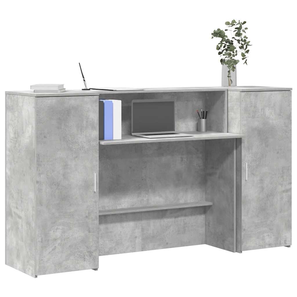 Bureau de réception gris béton 180x50x103,5cm bois d'ingénierie vidaXL ...