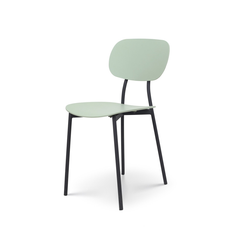 Chaise style contemporain verte et pieds en métal noir - modèle LEA ...