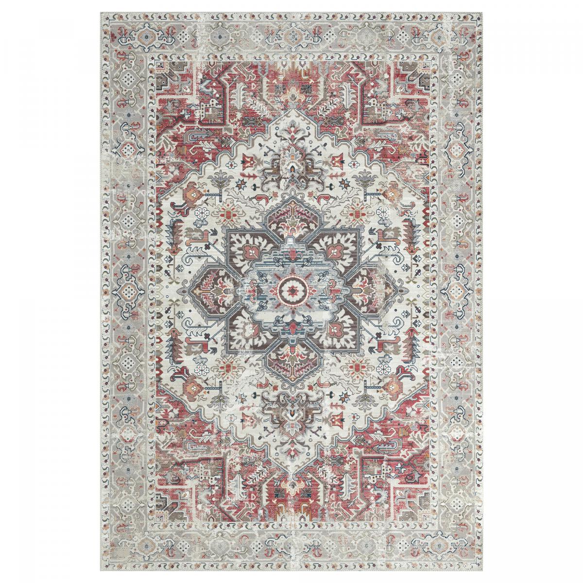 Tapis orient 80x150 rectangle crème tissé en coton motif classique ...