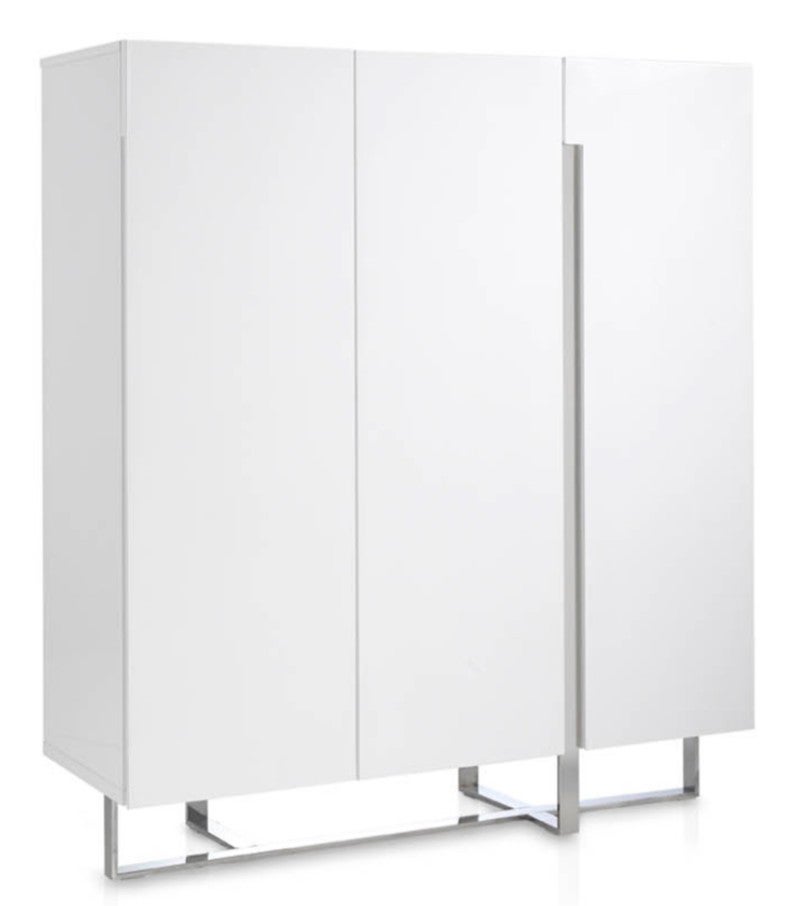 Drezia Aparador blanco de 3 puertas con madera lacada y patas de acero ...