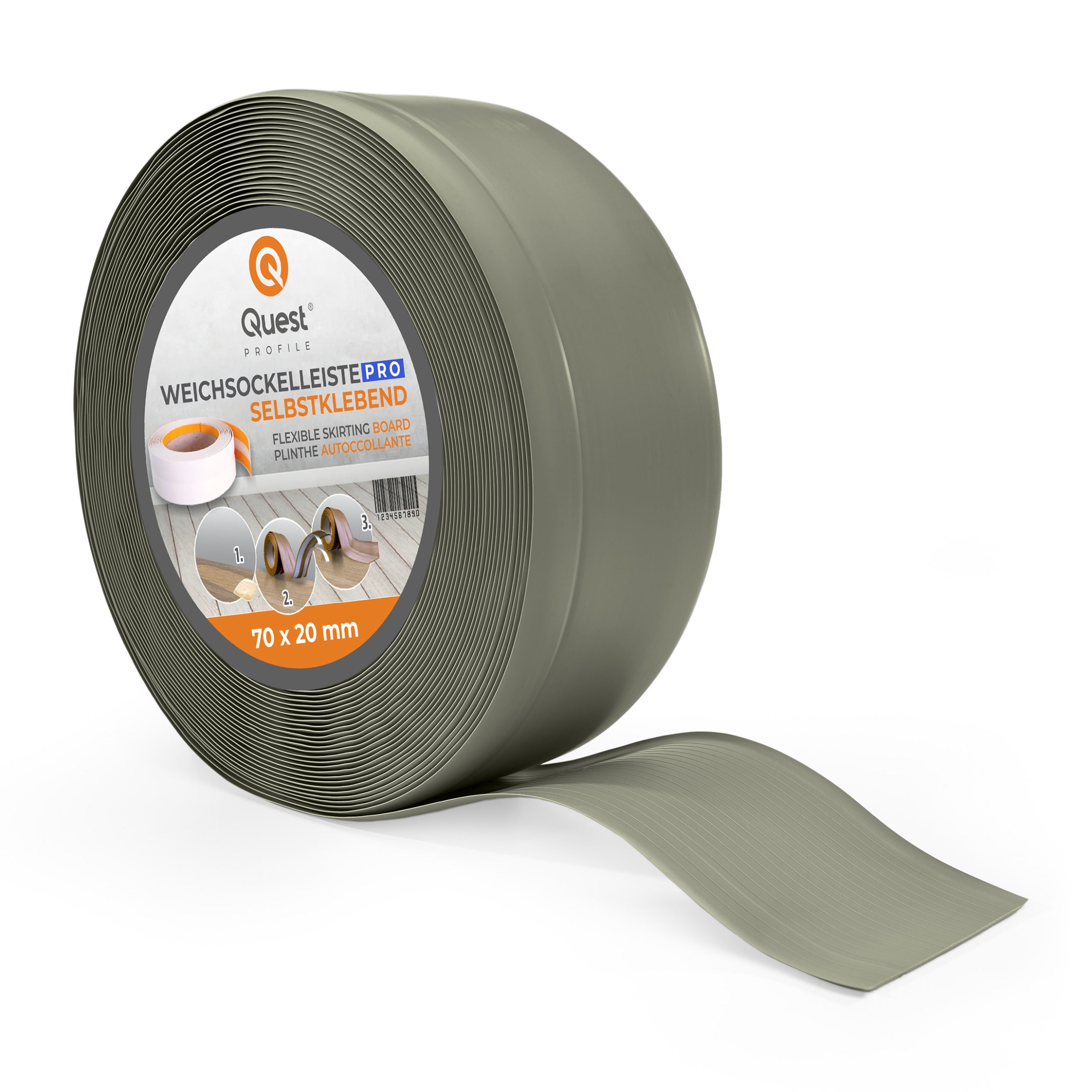QUEST Rodapié PVC 70x20mm, 5m, rodapiés blando, zócalo profesional ...