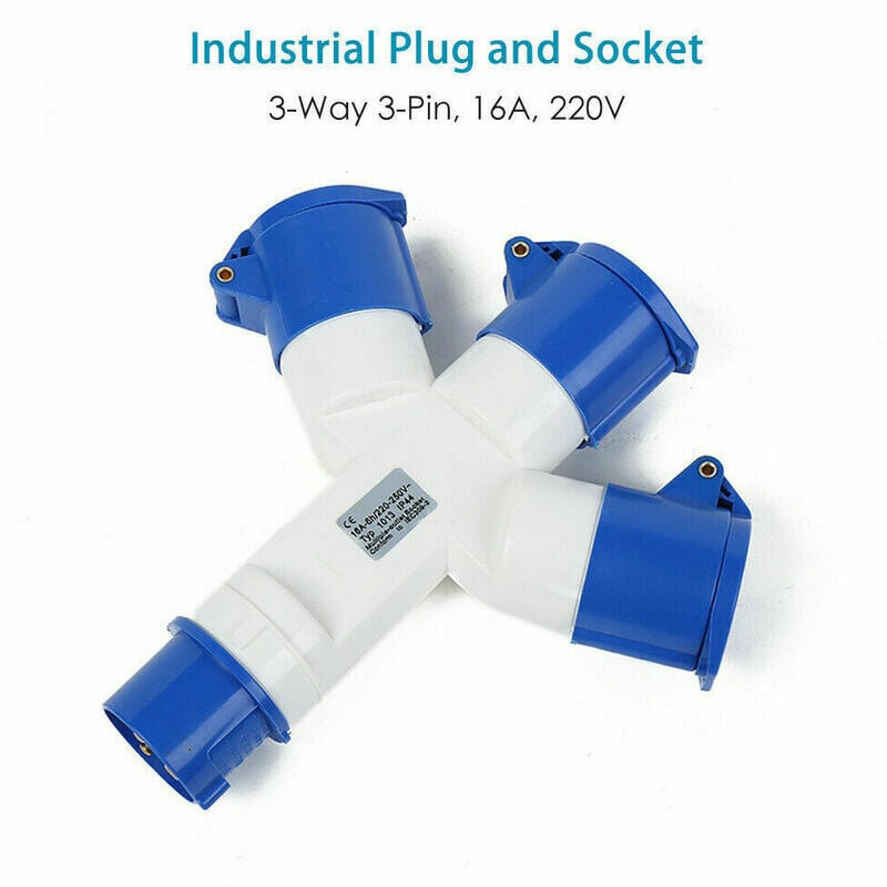 Adaptateur 3 Prises IP44 16A 220V Fiche 3 Pôles – Multiprise pour ...