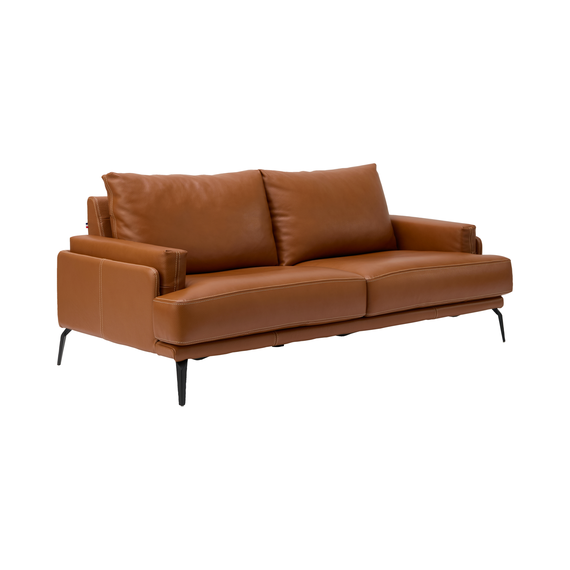 Canapé cuir Basile - Grand 3 places - Cognac | Leroy Merlin