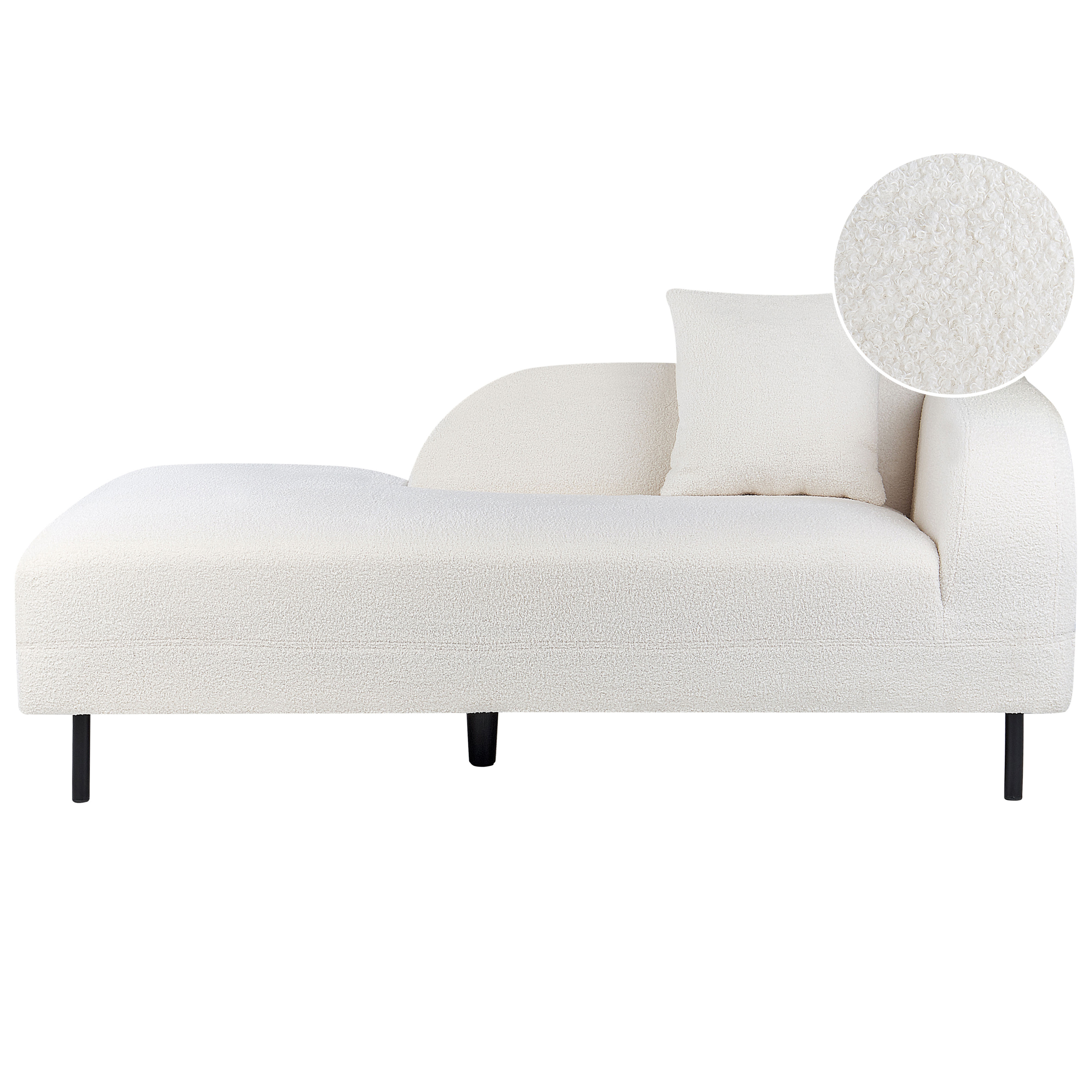 Chaise Longue à Droite Blanc Bouclé 2 Places Coussin Style Rétro ...