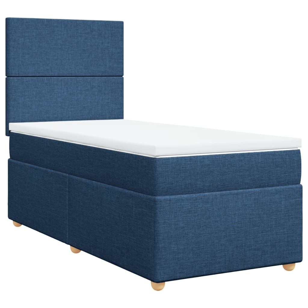 Cama box spring con colchón tela azul 90x200 cm | Leroy Merlin