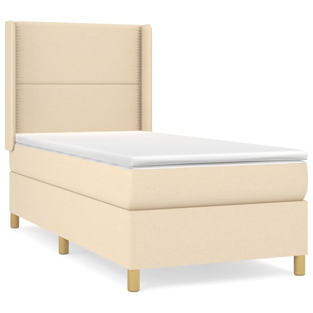 Cama box spring con colchón tela color crema 100x200 cm | Leroy Merlin