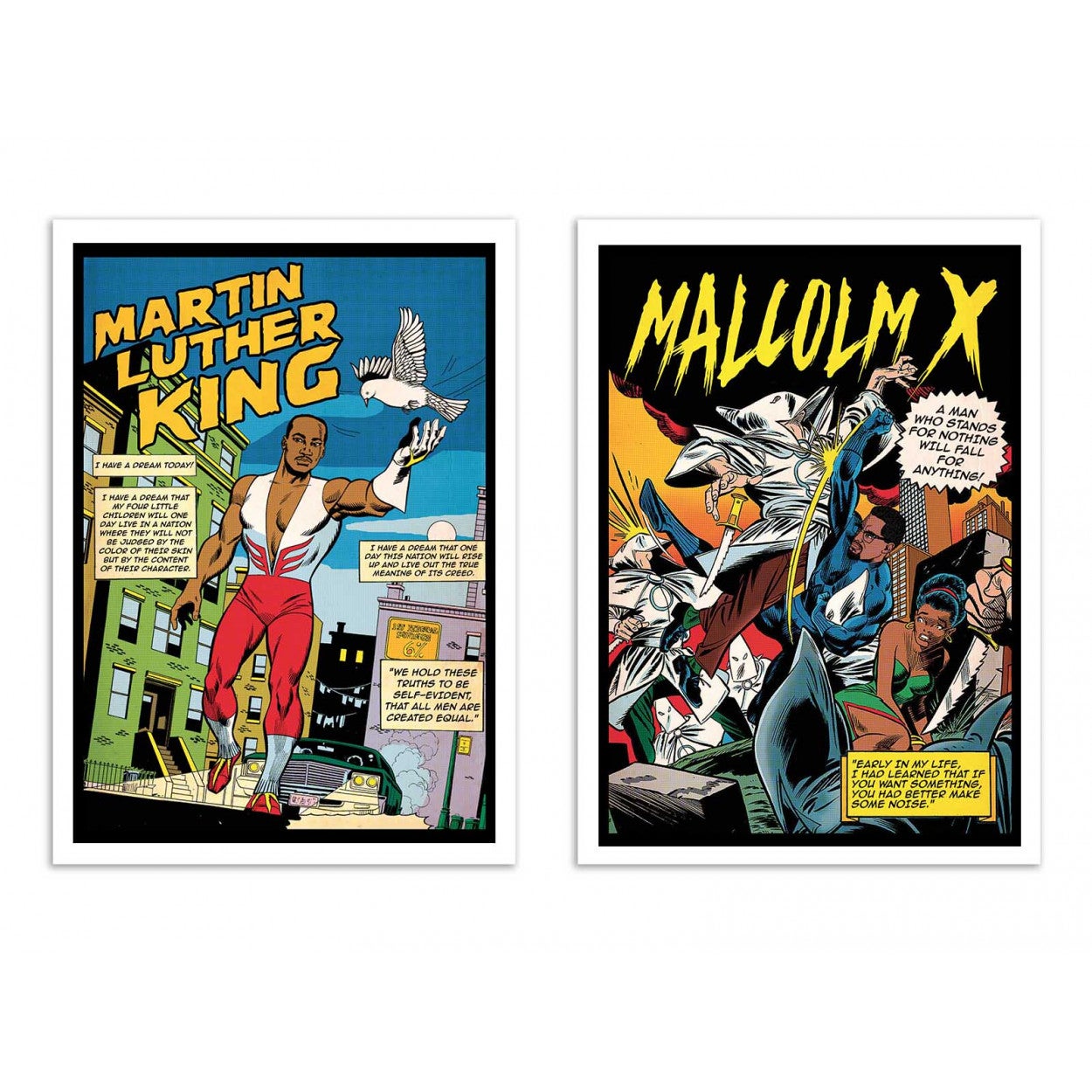 2 Art-Posters 30 x 40 cm - Duo Martin Luther King and Malcom X Comics ...
