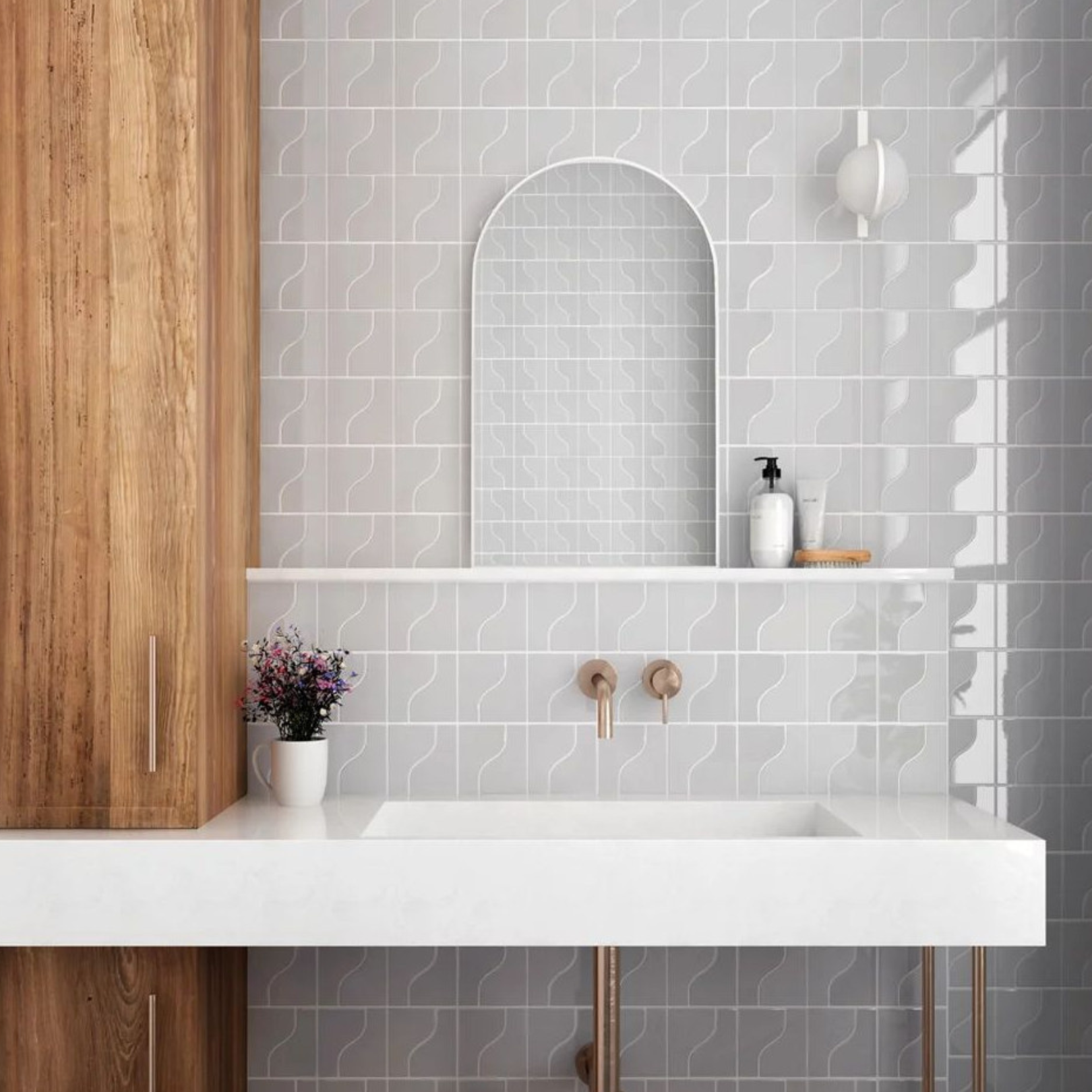 Carrelage mural faïence effet graphique REVERS 12x8,3cm 12x8.3cm Gris ...