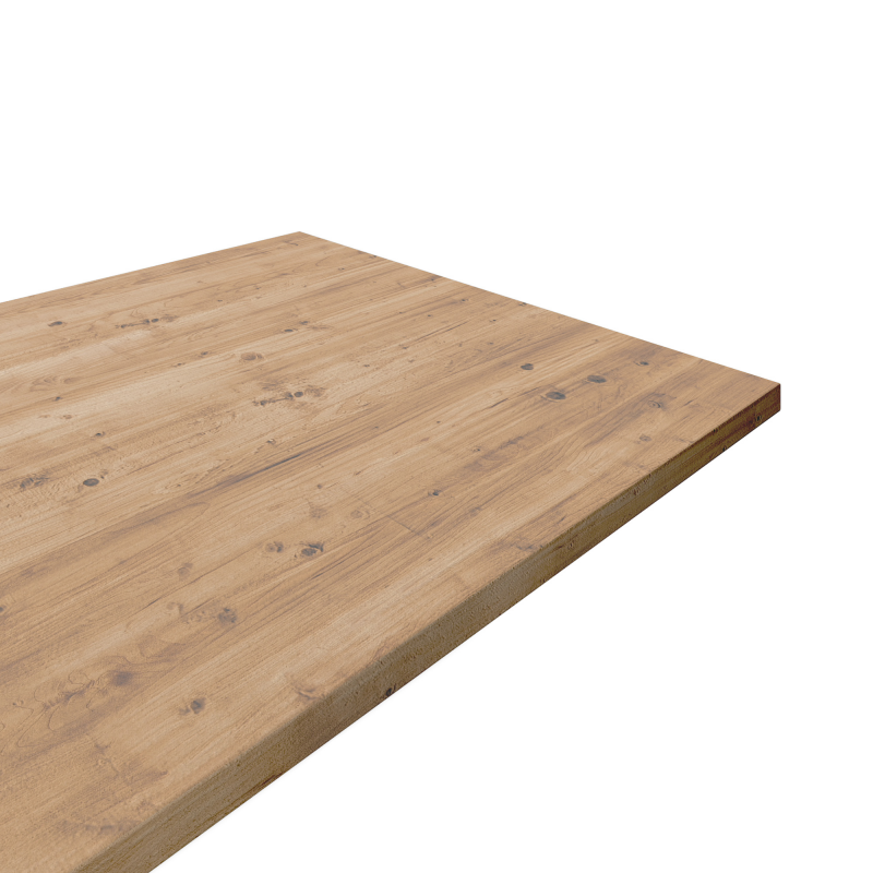 Table à manger rectangle DECO-GEM, 6 pers. Décor chêne clair. 4 pieds "Topaze" acier red brown ...