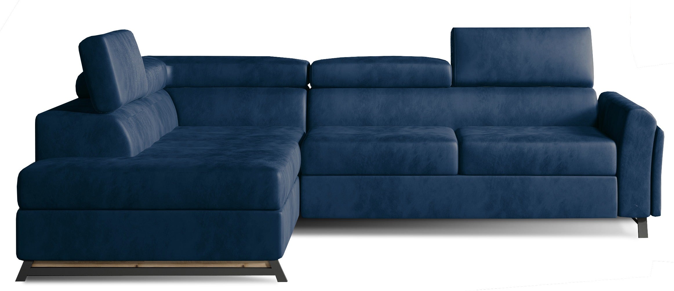 Canapé angle gauche convertible velours bleu foncé avec têtières ...