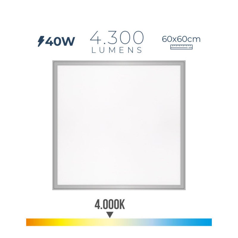 Dil LED 40W Square Chrome Mat 59,5 x 59,5 x 3.5cm - Natural blanco ...