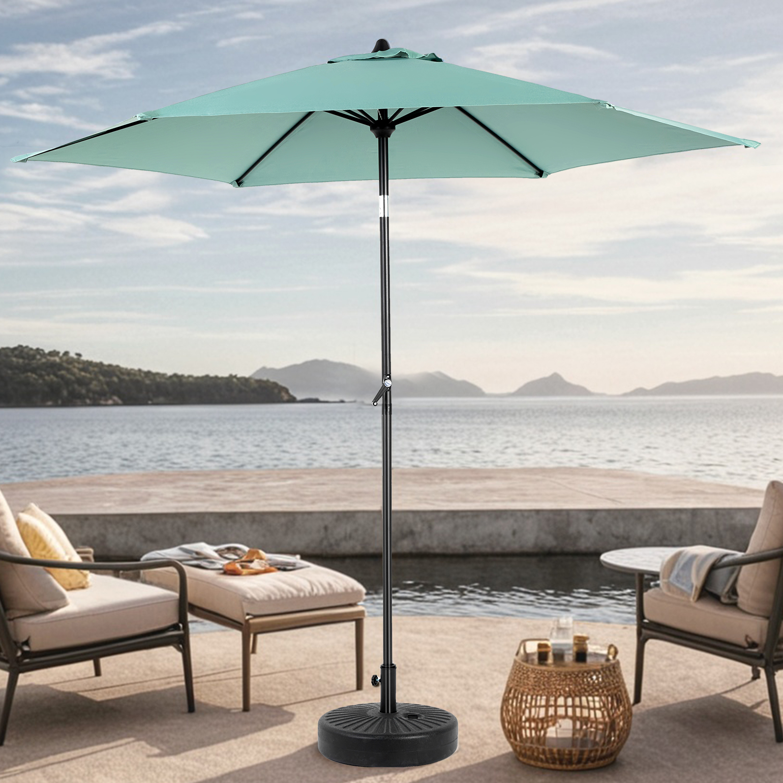 Parasol à manivelle, Parasol hexagonal robuste, Parasol d'extérieur ...