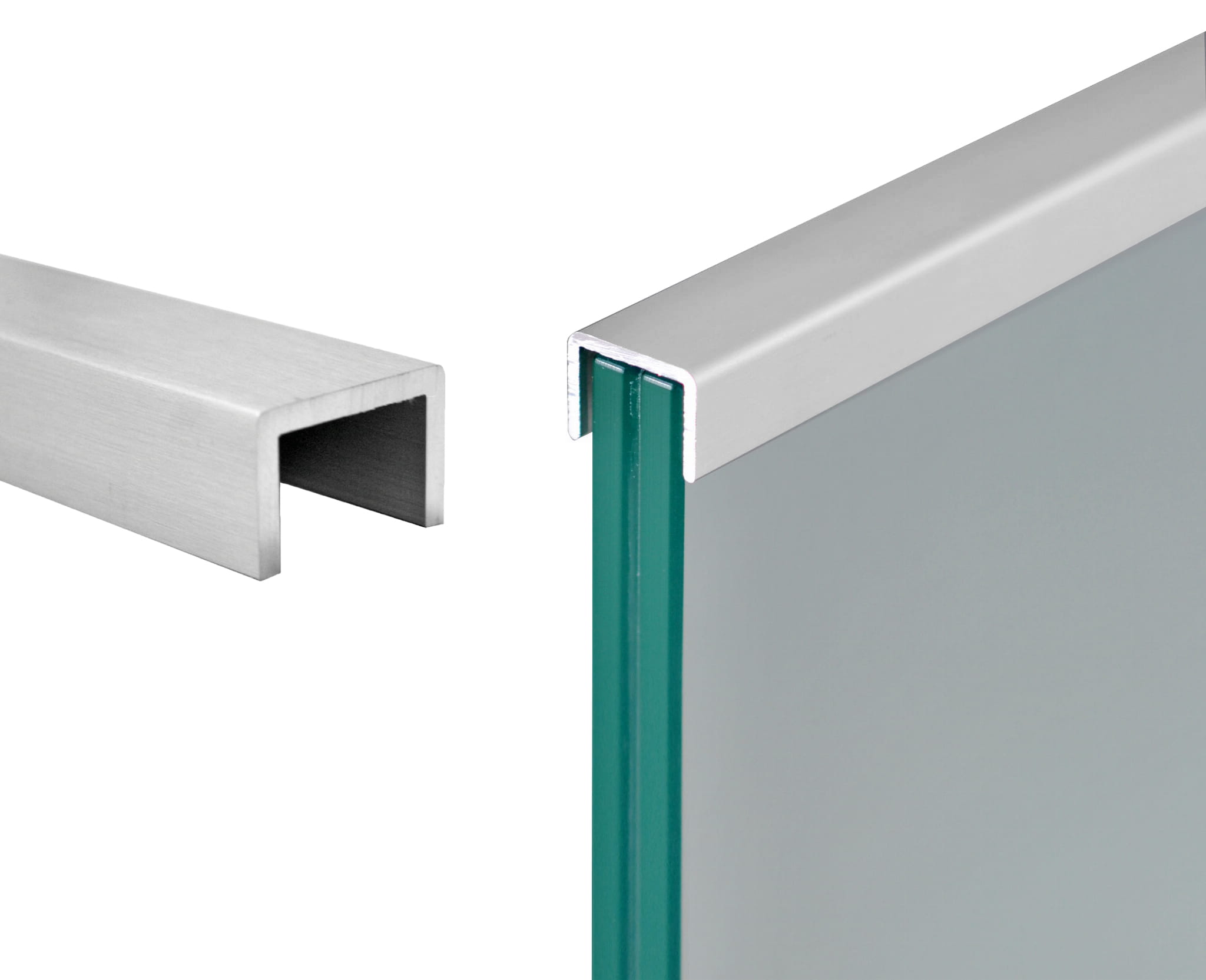 Profil Main Courante pour verre 17,52 mm, Satiné , AL. ANOD / 2m ...