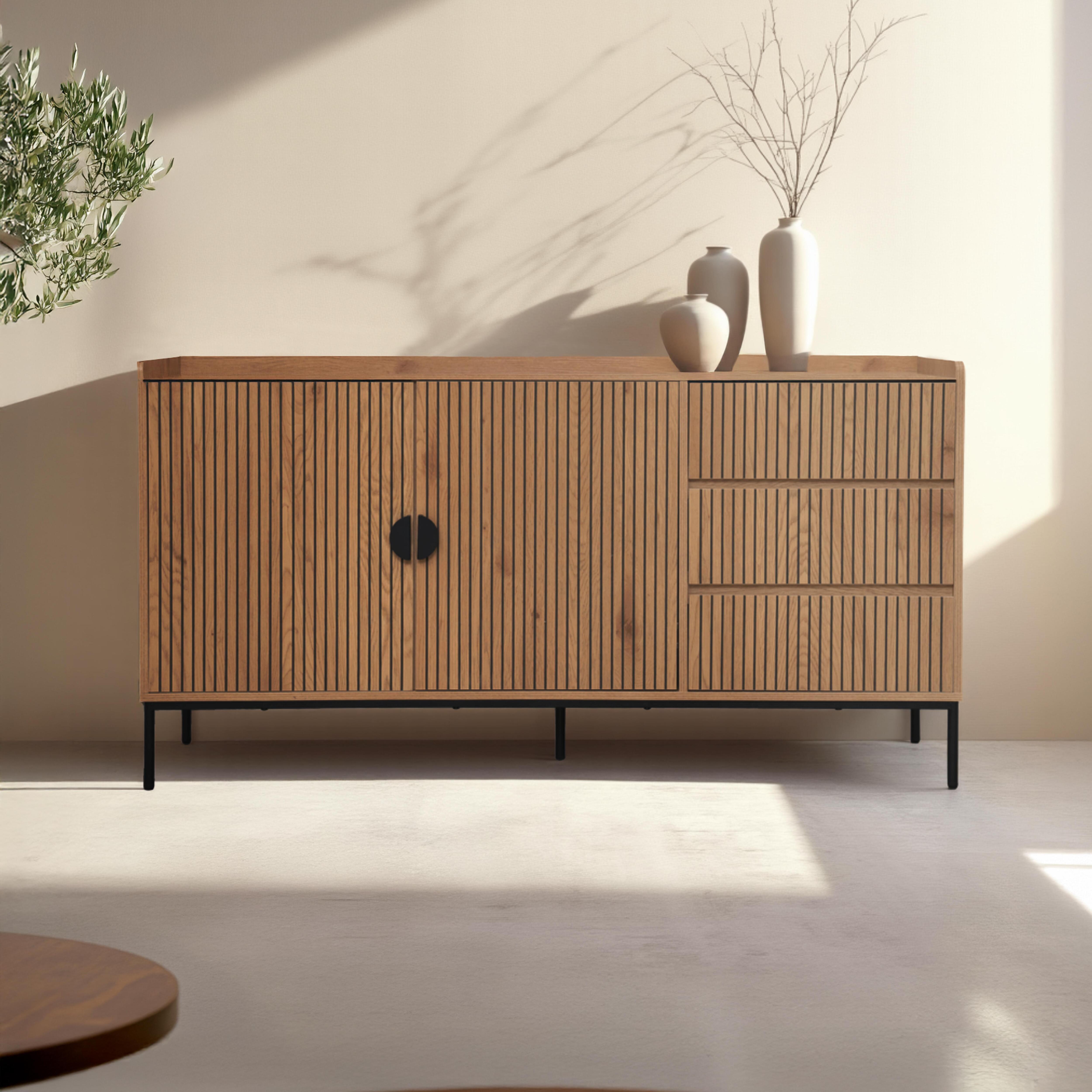 Aparador en acero y MDF, decoración en melamina beige | Leroy Merlin