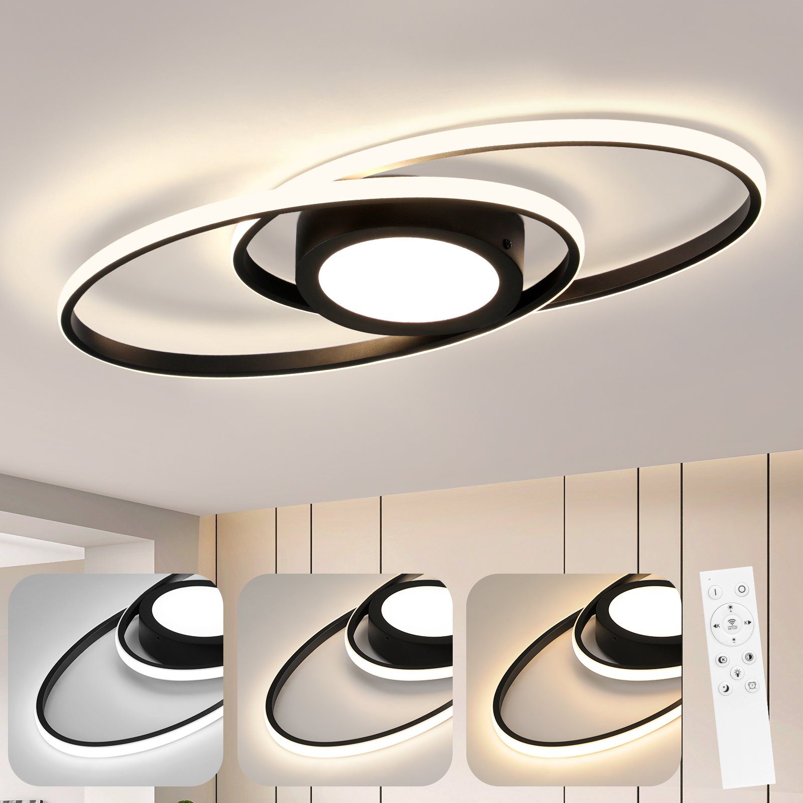 ZMH LED Ceiling Light Dimmable Modern 48W With Remote Control Hallway ...