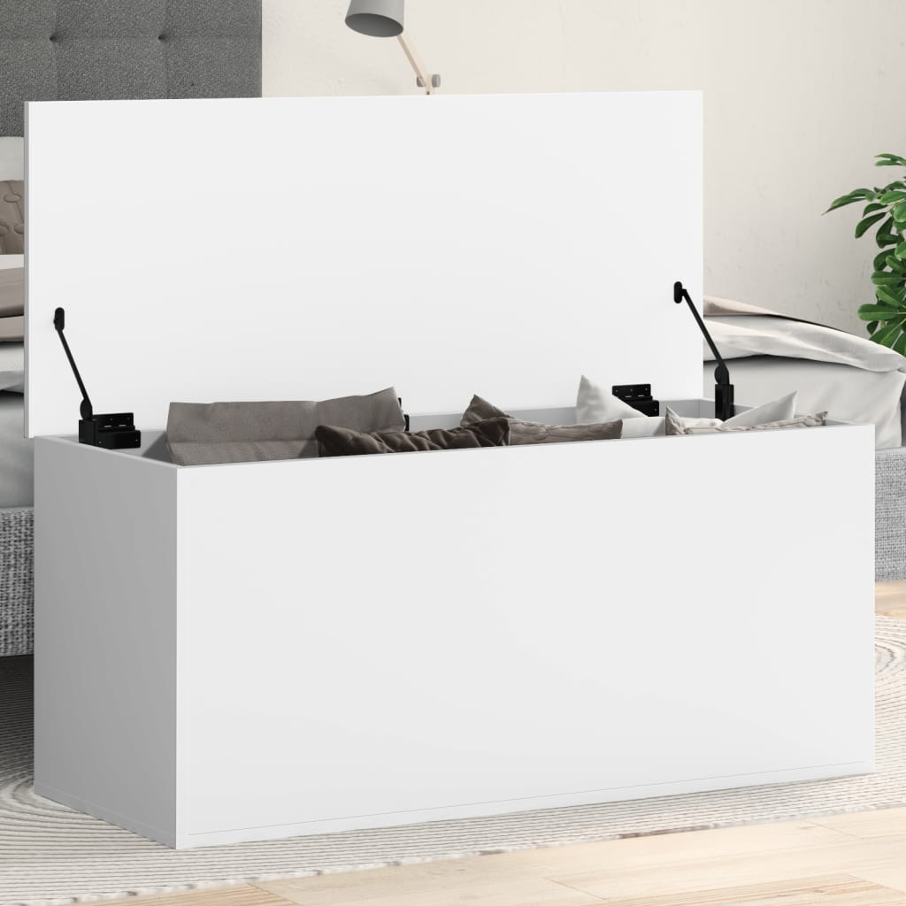 Caja de almacenamiento blanca 100x42x46 cm de madera contrachapada ...