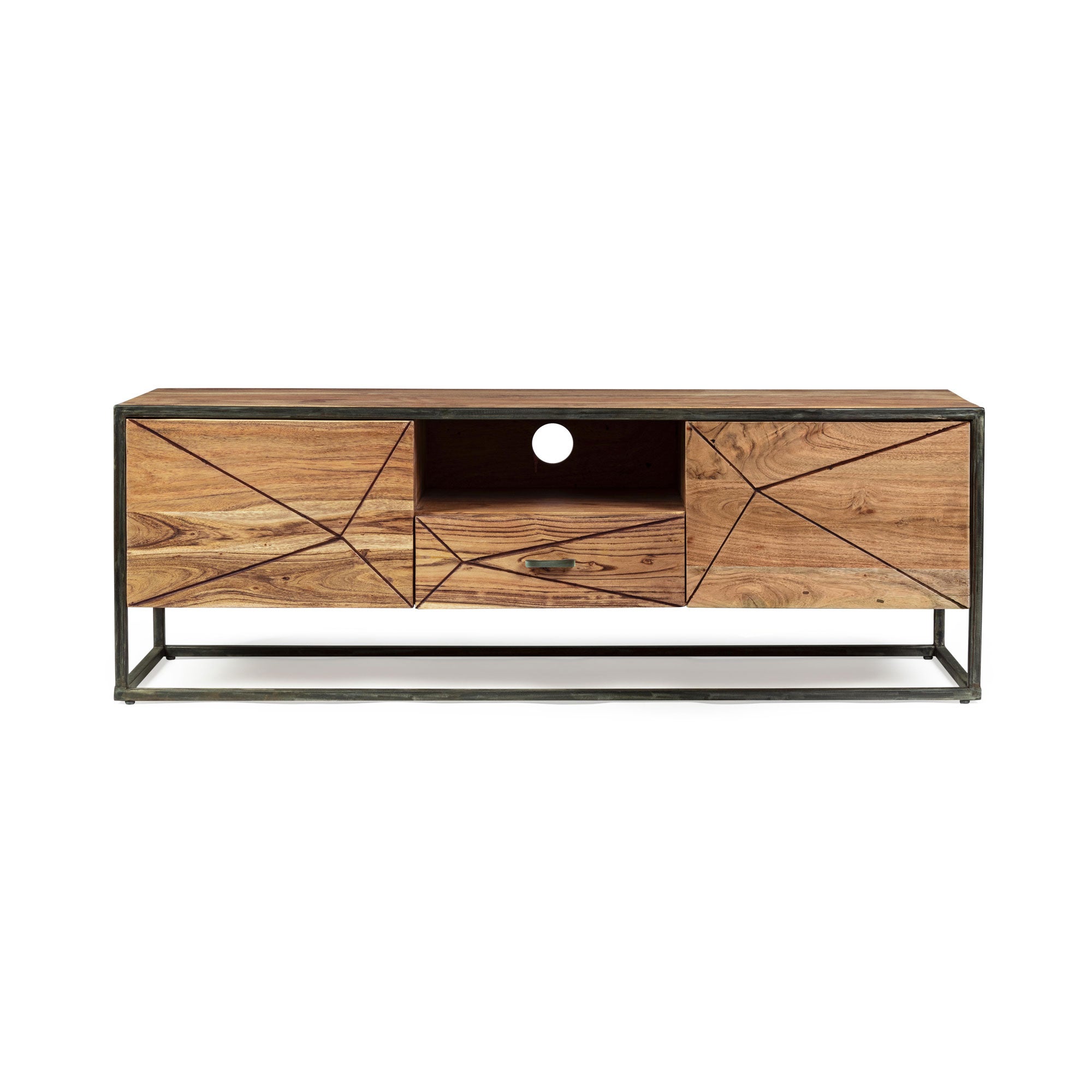 Egon Mueble TV 2 puertas 1 cajón en melamina madera 145x40x50h cm ...