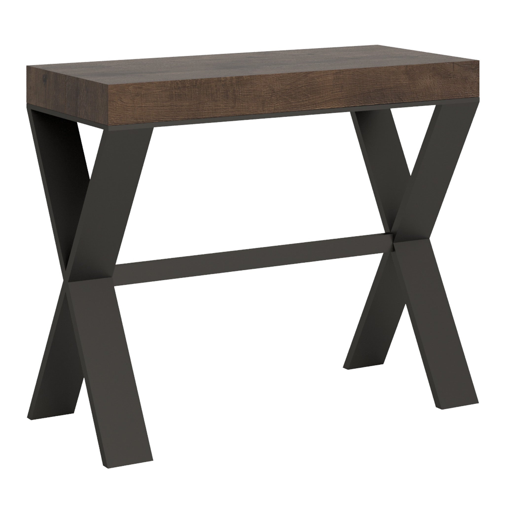 Console extensible 90x40/300 cm Xenia Noyer cadre Anthracite | Leroy Merlin