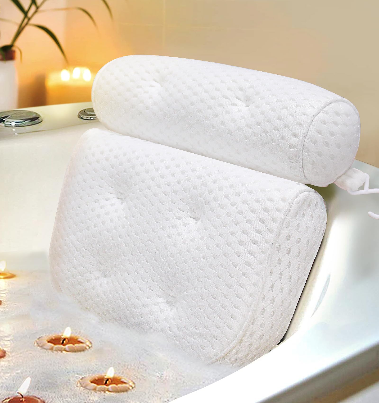 Almohada de baño de spa con ventosas antideslizantes para brindar apoyo ...