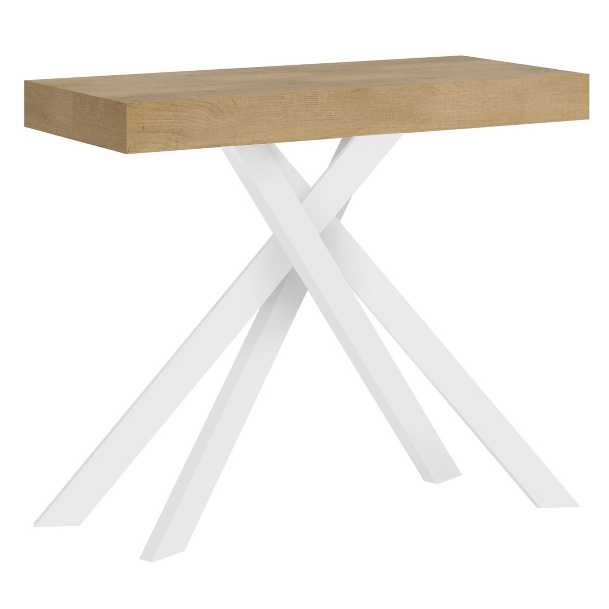 Consola extensible 90x40/300 cm Krack roble natural patas blancas ...