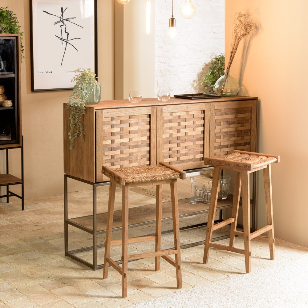 SIXTINE - Tabouret haut assise en tissage naturel | Leroy Merlin