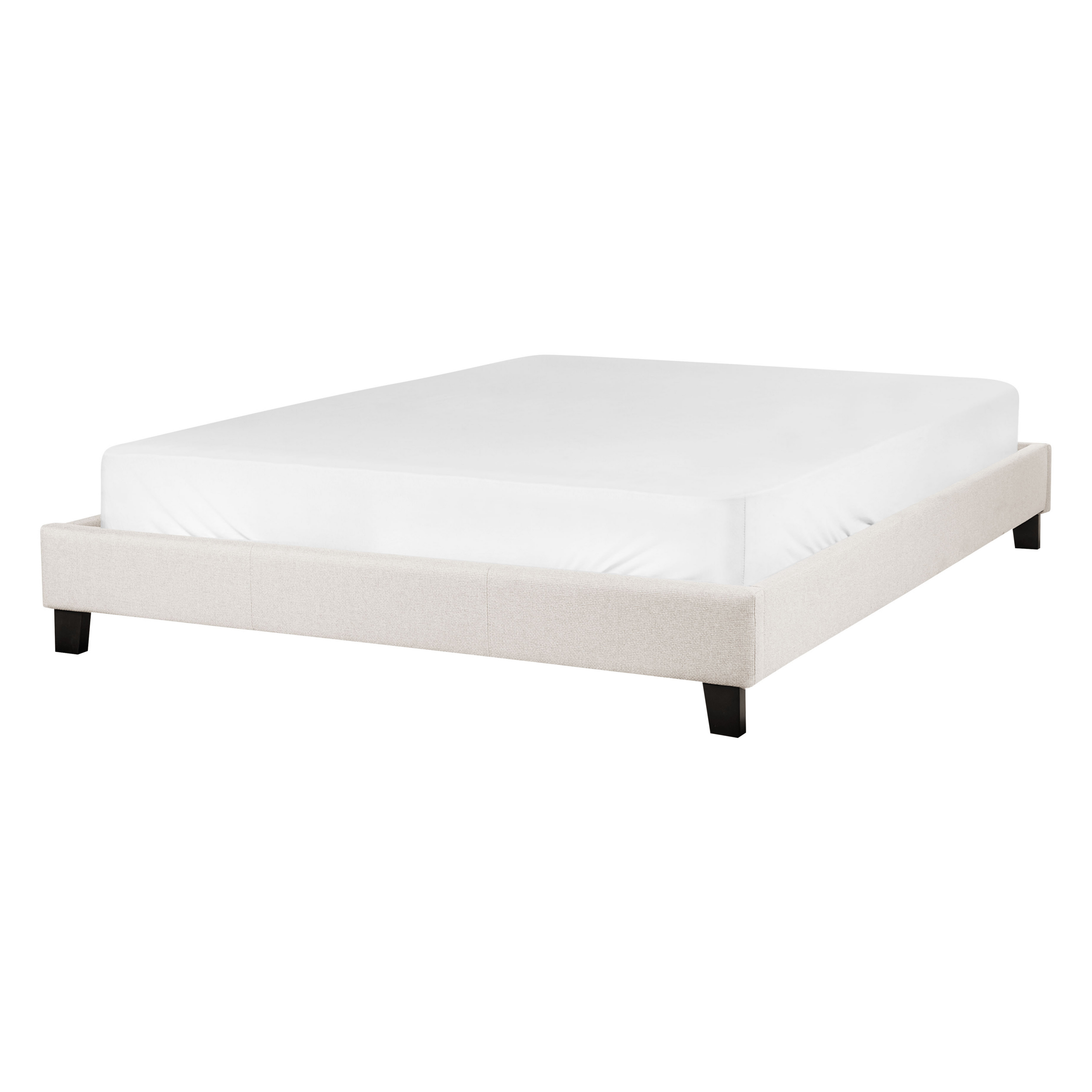 Lit avec sommier Tissu ROANNE 140 x 200 cm Beige clair | Leroy Merlin