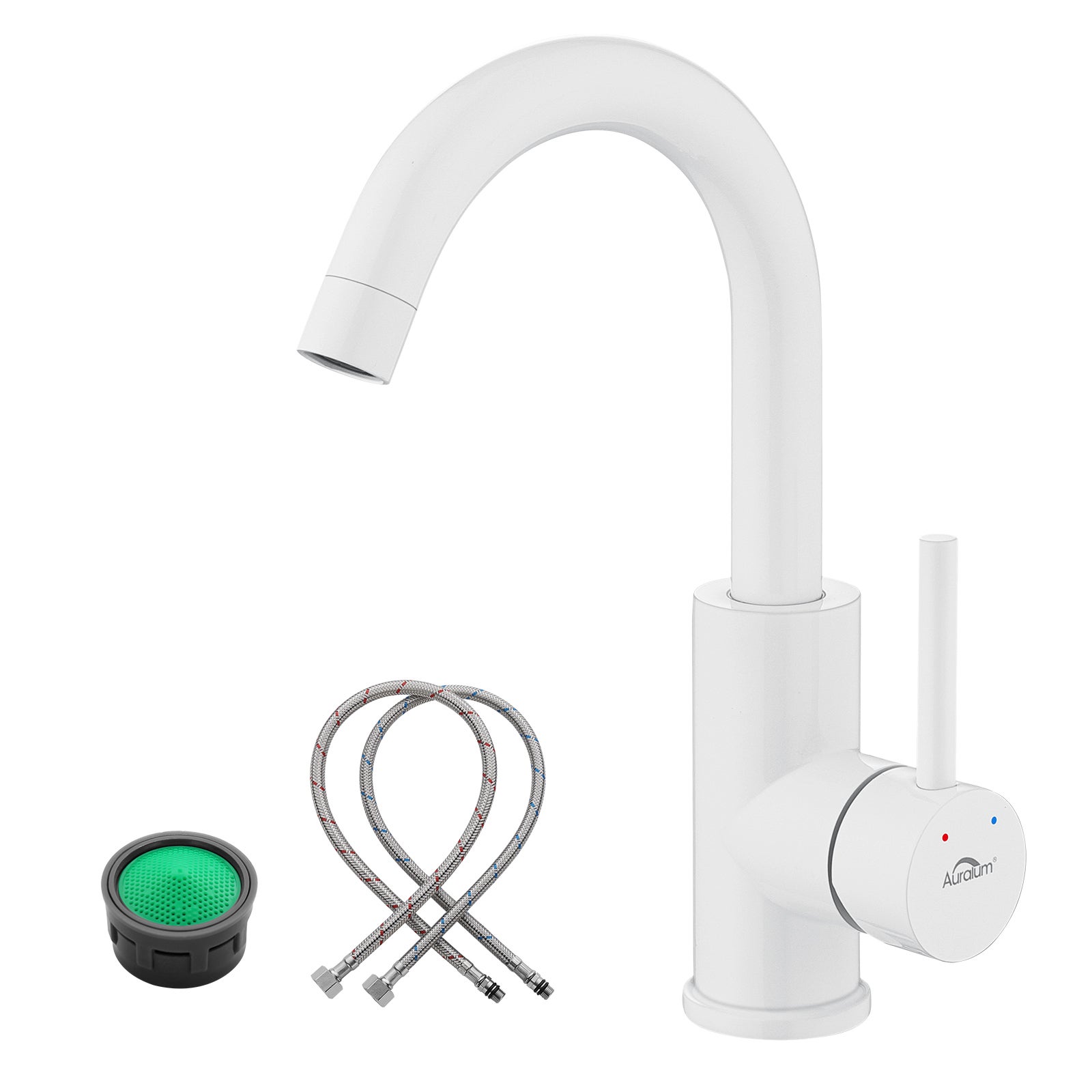 Robinet Lavabo Rotation à 360° Robinet Salle Bain Laiton Blanc Mitigeur ...