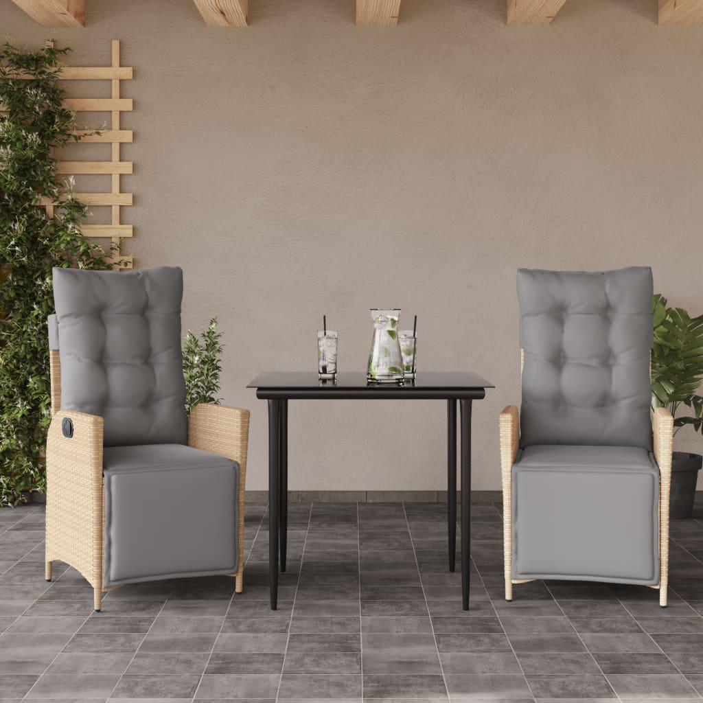 Maison Exclusive - Ensemble à manger de jardin et coussins 3 pcs mélange beige | Leroy Merlin