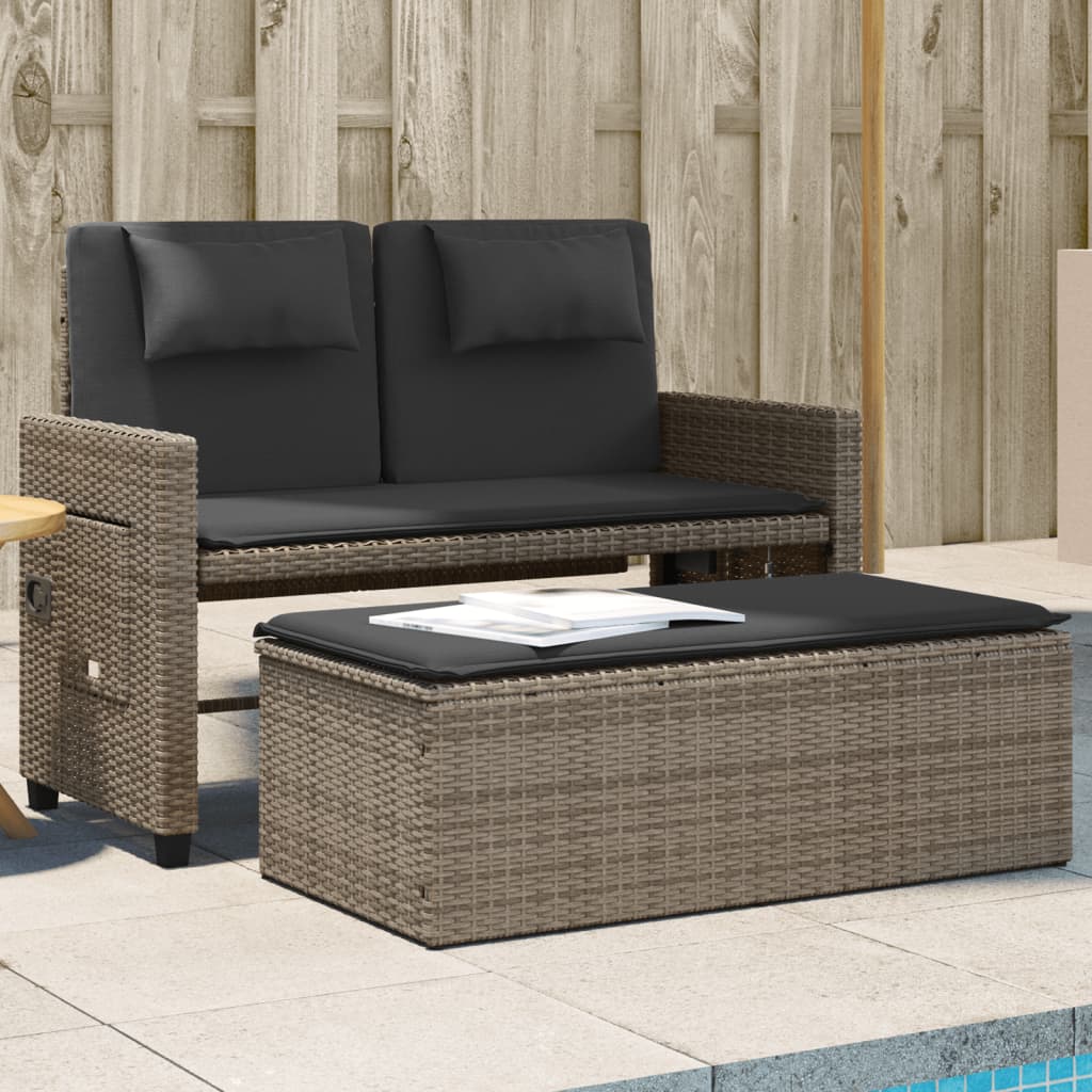 Banc inclinable de avec coussins gris résine tressée | Leroy Merlin