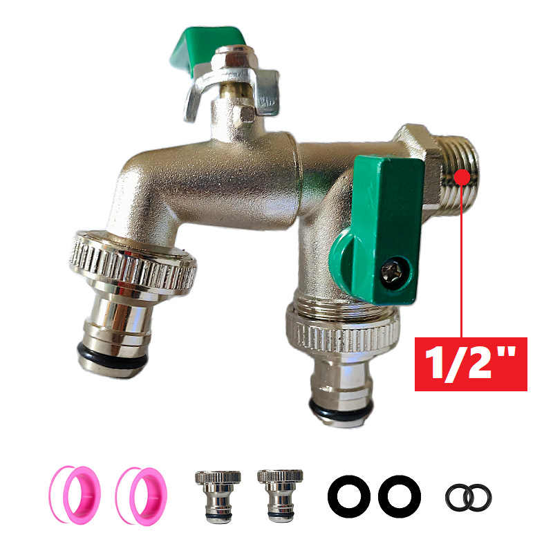Double Robinet en alliage de zinc, robinet avec Entrée 1/2", Résistant ...