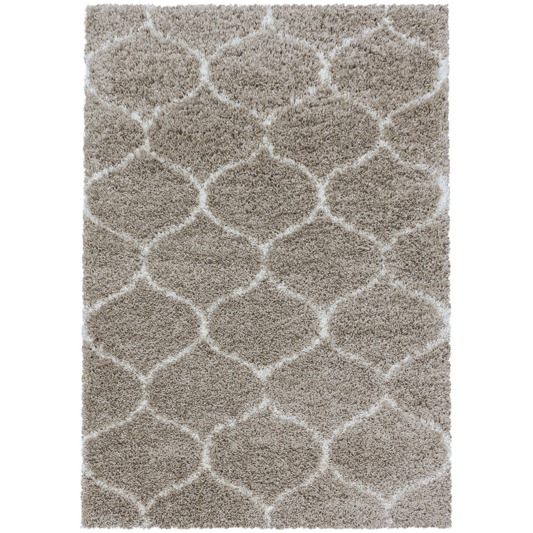SALMA - Tapis à poils longs et motifs Alhambra - Beige et Crème 080 x ...