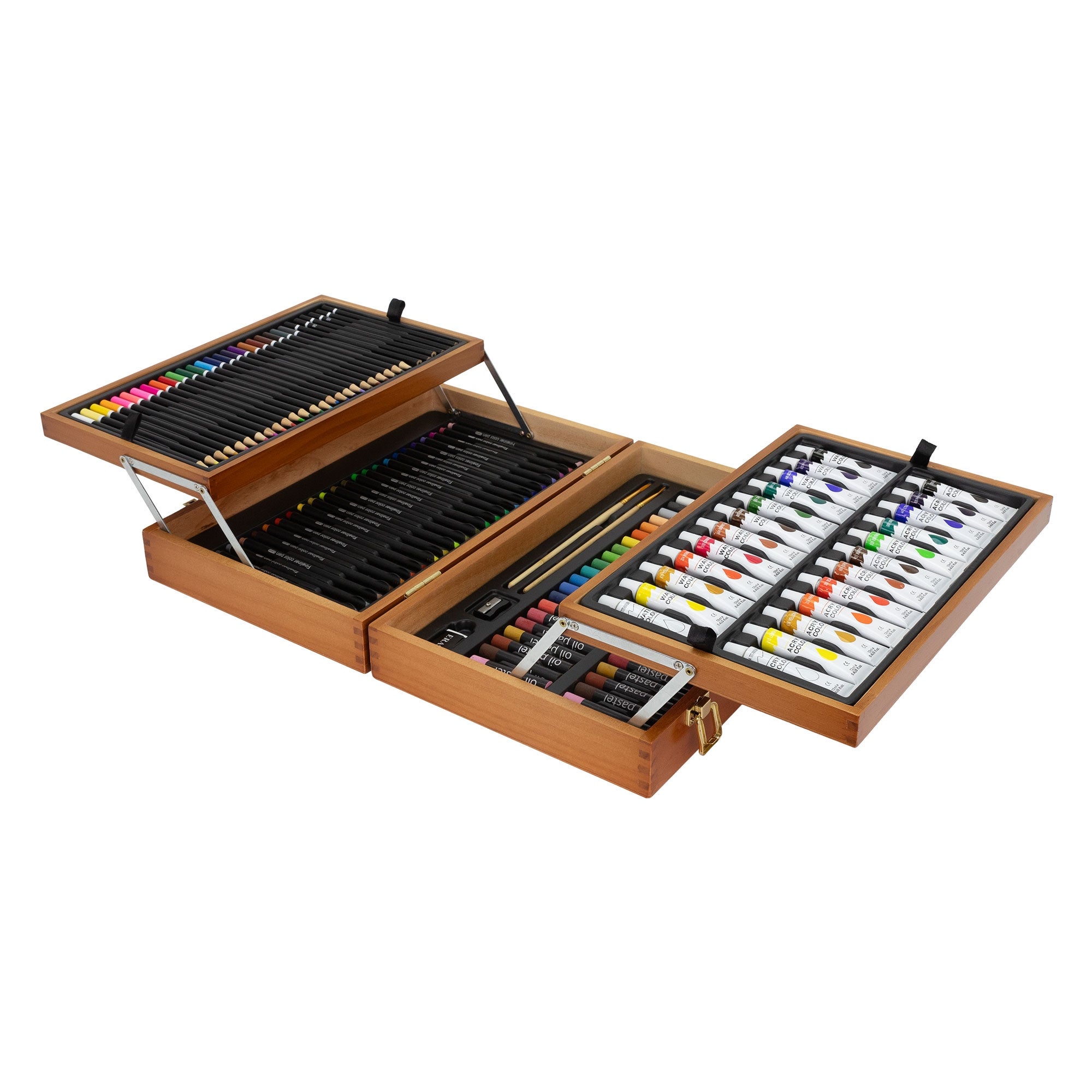 Kit de peinture 127 pièces etui acrylique aquarelle crayons et pastels ...