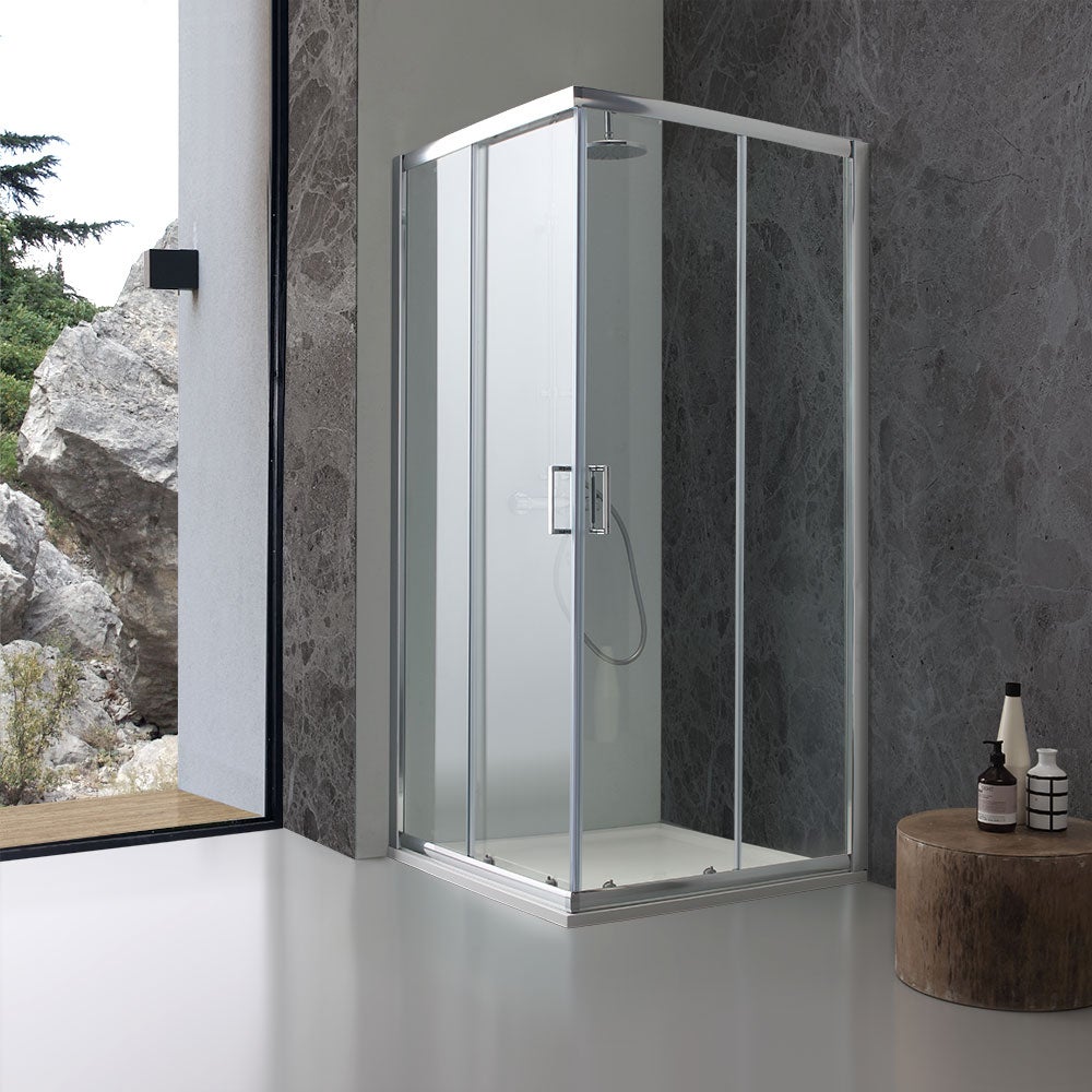 Cabine de douche carrée 90x90 en verre transparent. | Leroy Merlin