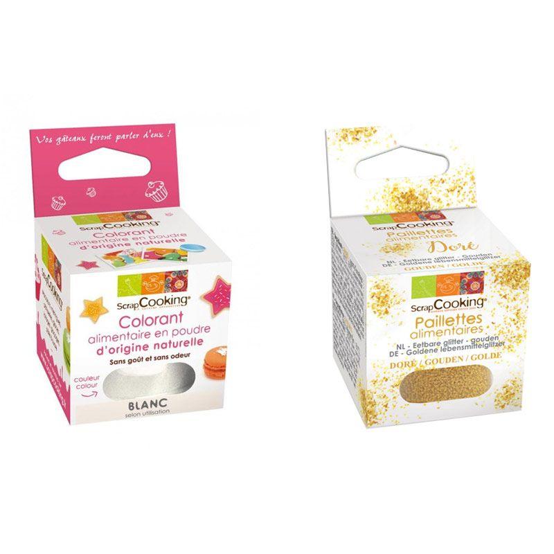 Colorante alimentare naturale Bianco + Glitter alimentare oro | Leroy ...