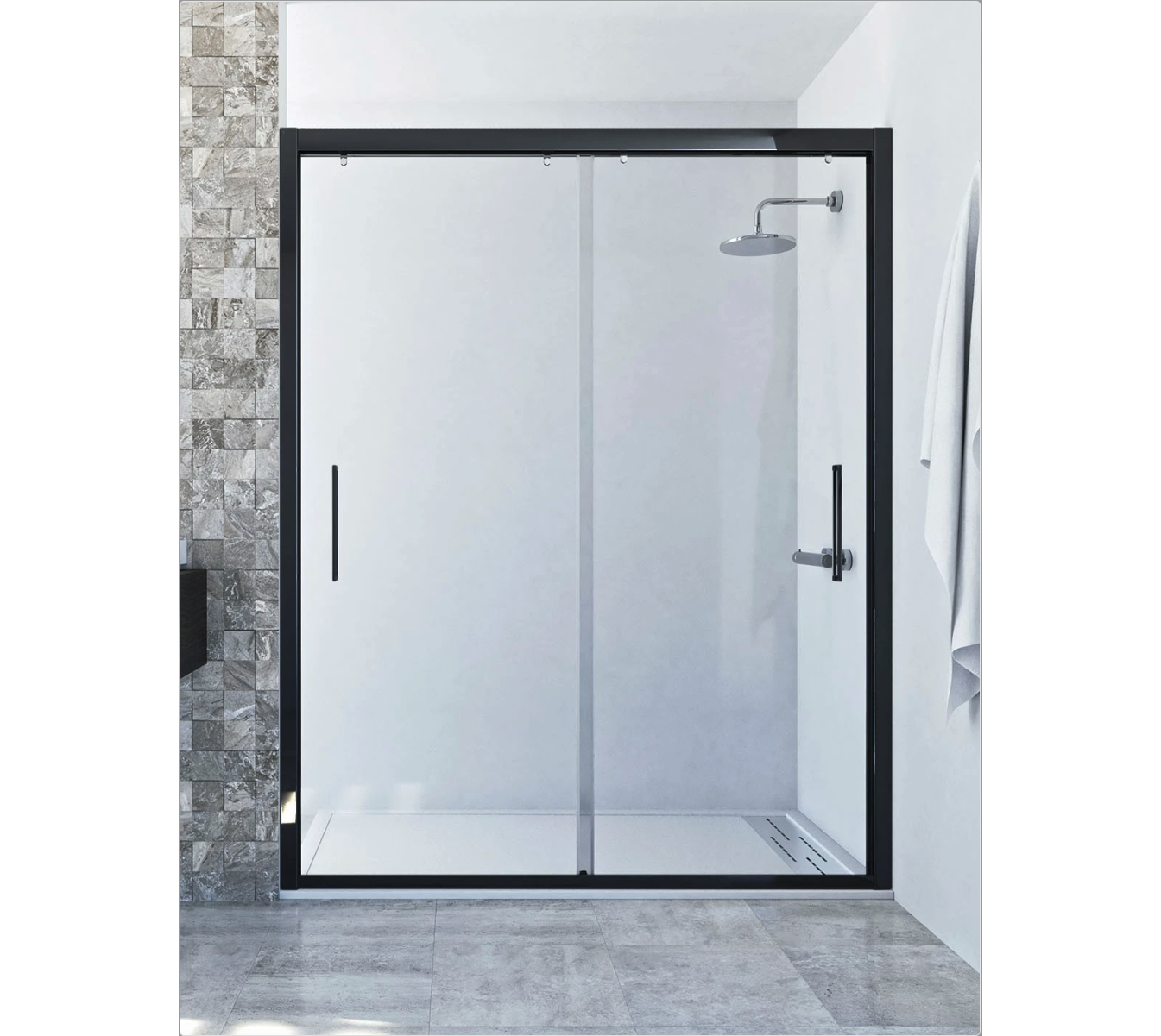 Mampara Aluminio. Mampara Corredera. Perfil Negro. Alto 200 cm. Cristal ...