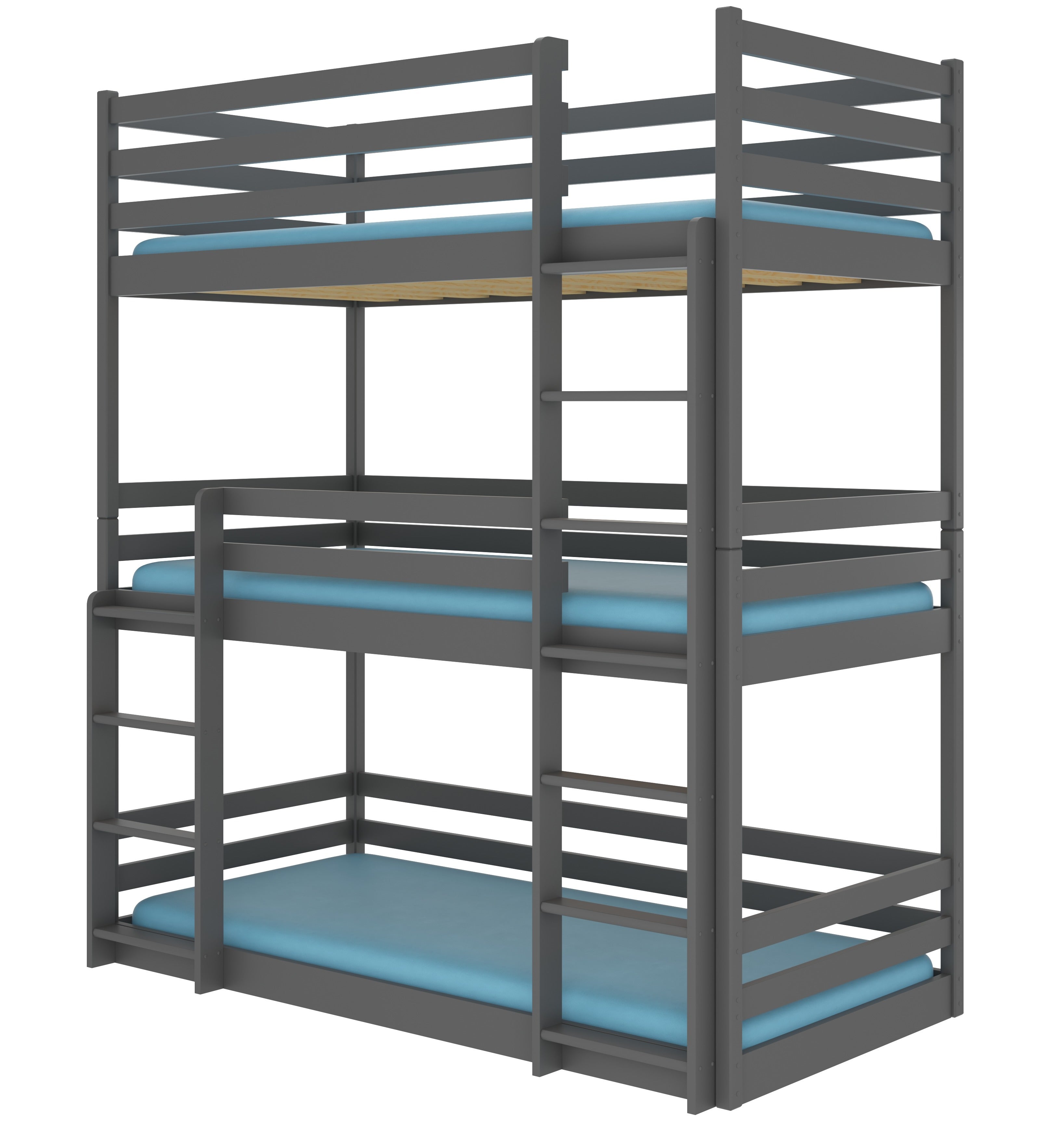 Lit superposé 3 niveaux gris graphite 90x200 Barcelona | Leroy Merlin