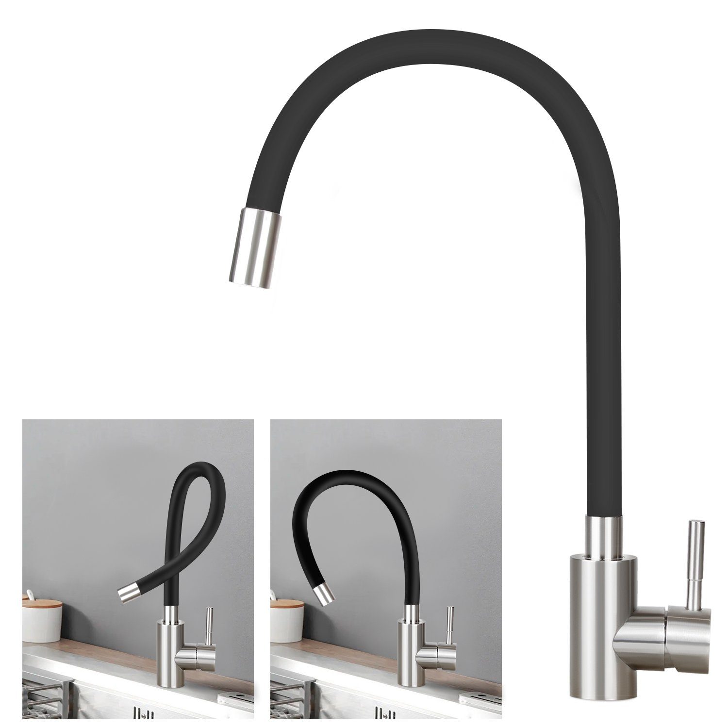 ZMH Robinet mitigeur Robinet d'évier de cuisine en acier inoxydable ...