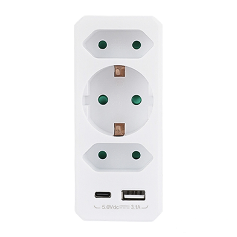 Prise électrique 5 en 1 de type F Schuko avec 3 prises universelles ...