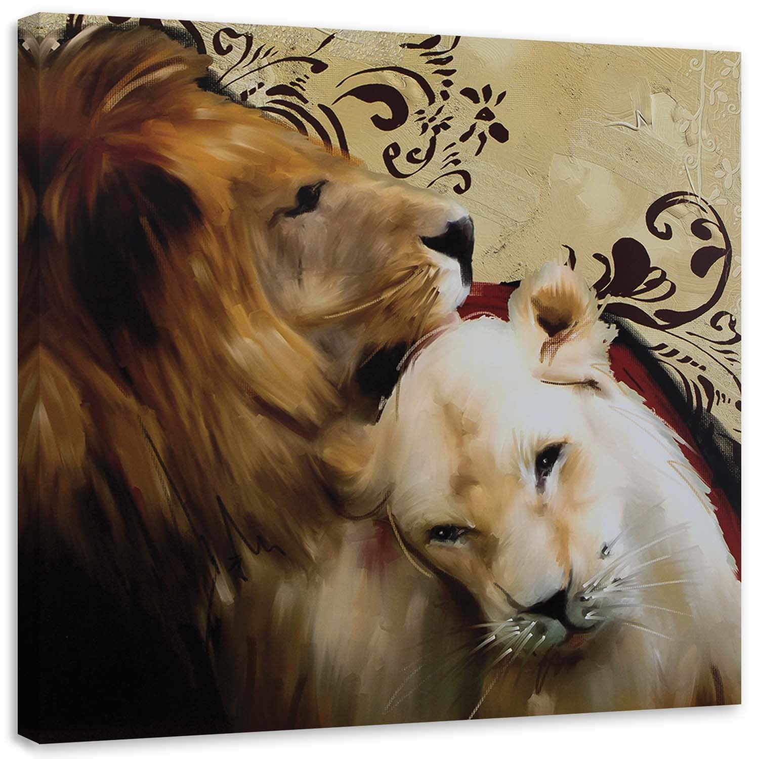 Tableau déco Animaux lion Marron 60x60 | Leroy Merlin