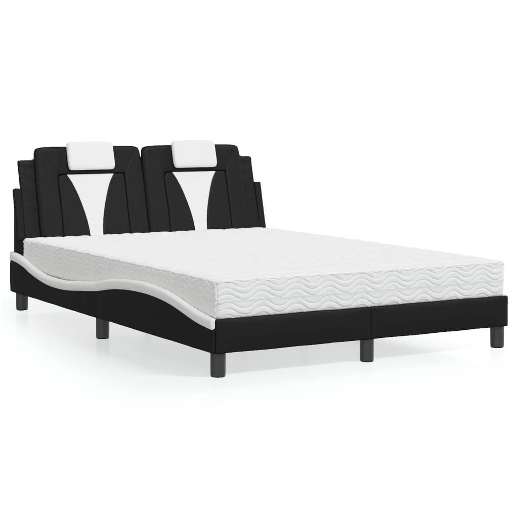 Lit double | Lit adulte | Lit avec matelas noir et blanc 140x190 cm ...