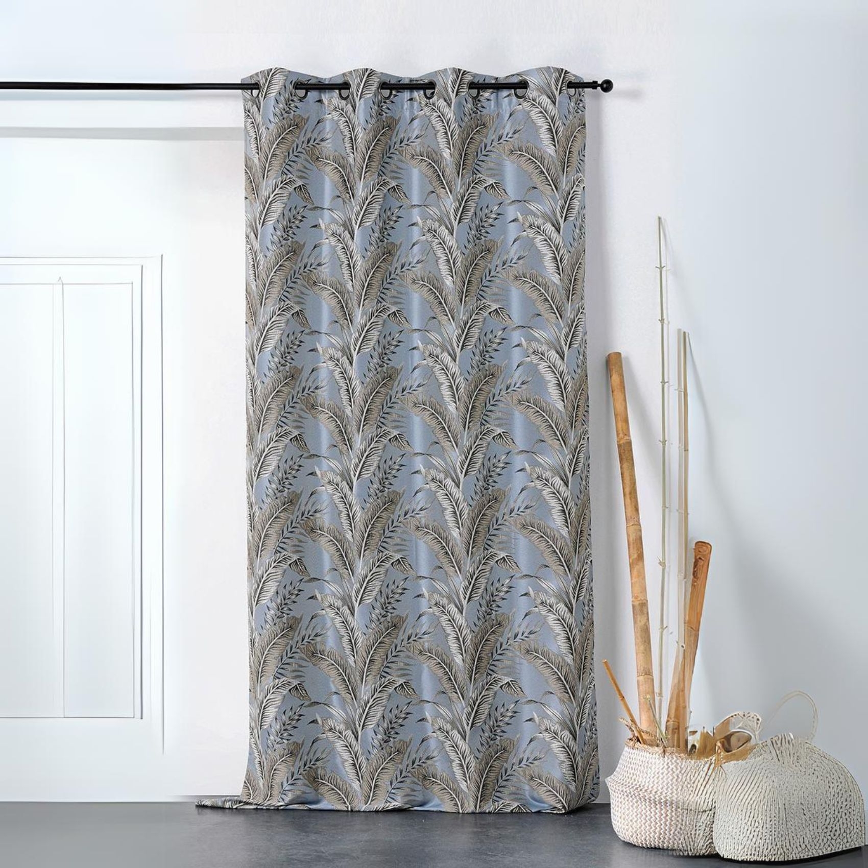 Rideau tendance aux impressions exotiques - Bleu - 135x245 cm ...
