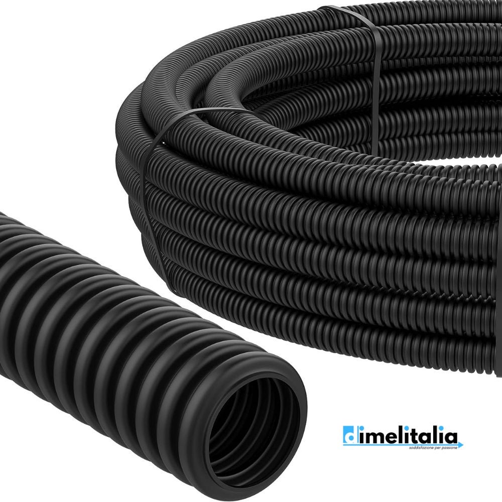 Tubo corrugato guaina cavi elettrici pieghevole pvc autoestinguente nero *** diametro : 20 ...
