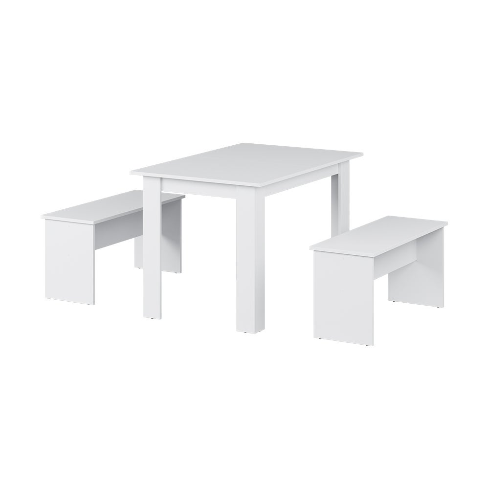 Vicco Set de mesa de comedor Sentio, Blanco, 112 x 73.6 cm con 2 bancos ...