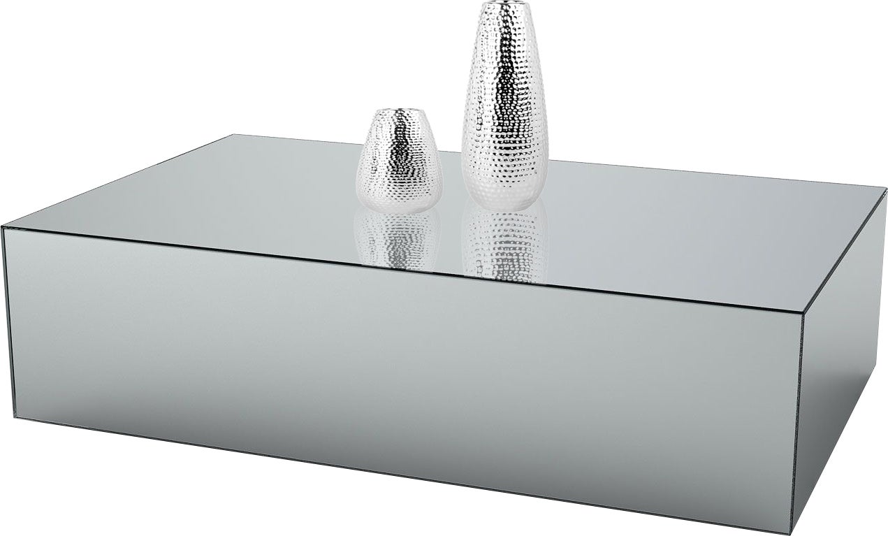 Table Basse Design Bloc Rectangle en Miroir Clair - L. 130 x P. 70 x H ...