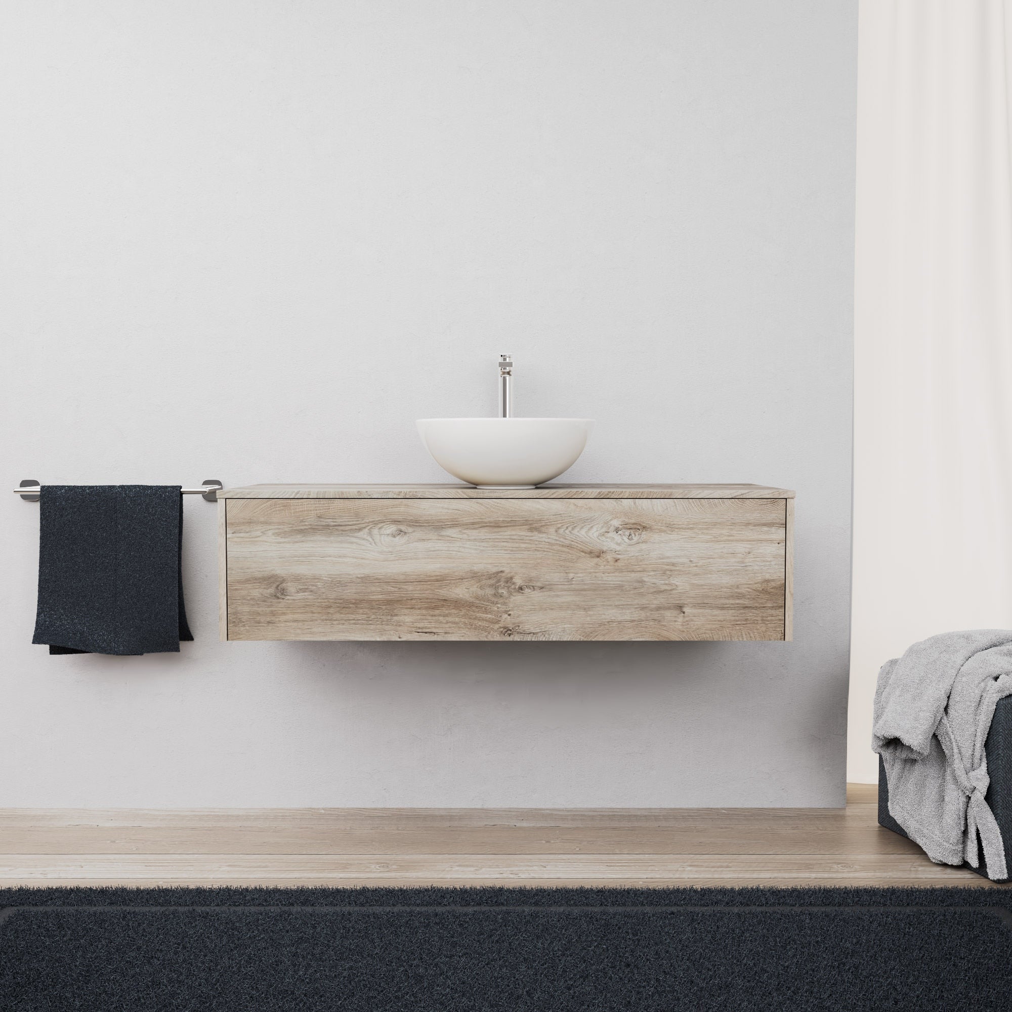 Inda - Mobile bagno 1 cassetto L.120 con lavabo in appoggio / Rovere ...