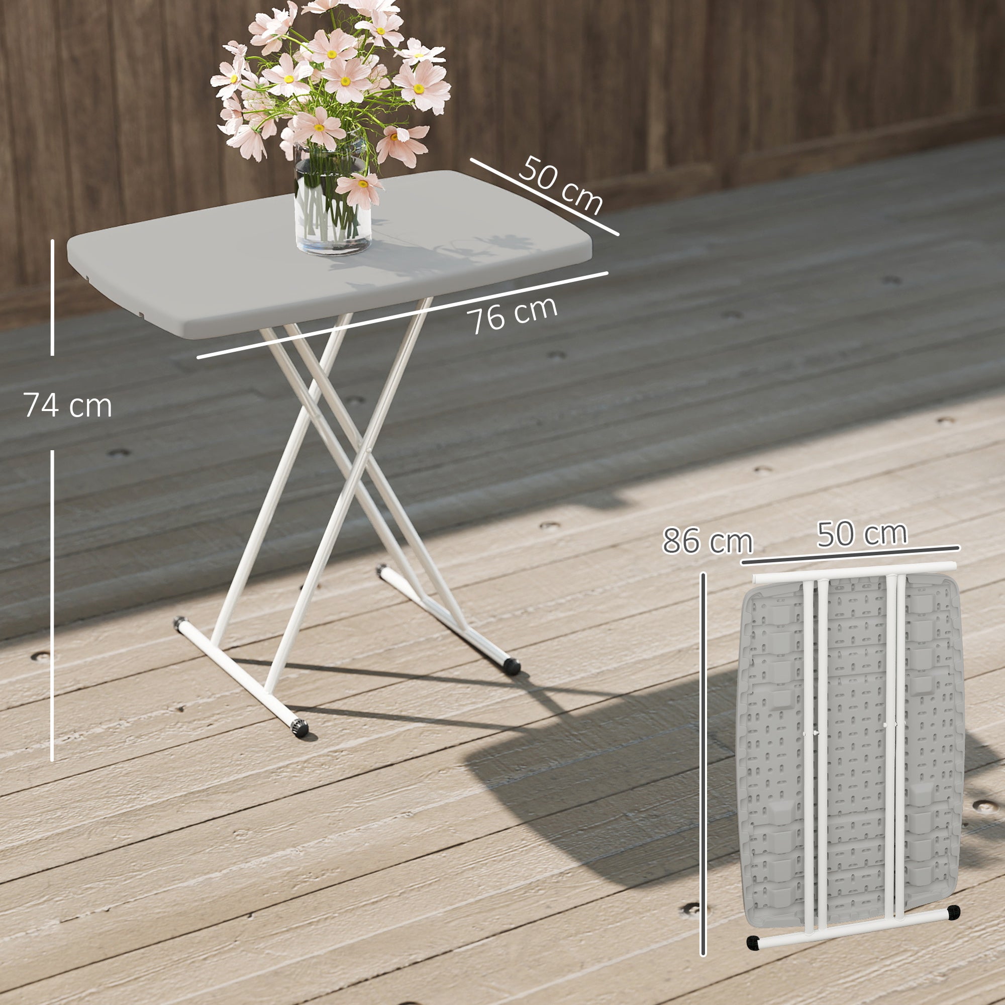 Mesa auxiliar plegable de HDPE, con 6 niveles de altura ajustables ...