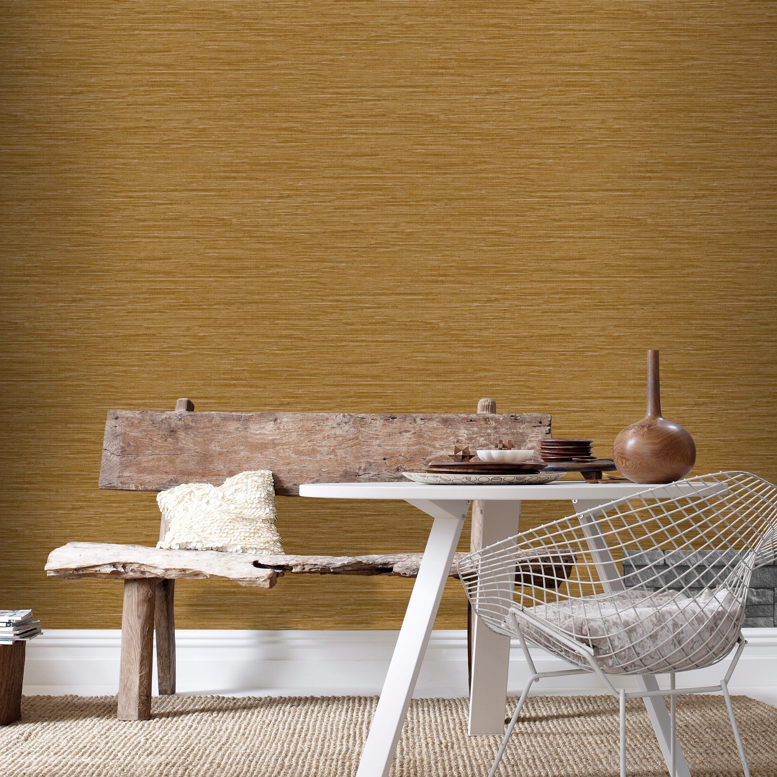 Carta da parati Uni Texture Végétal 1005 x 52 cm Ocra | Leroy Merlin