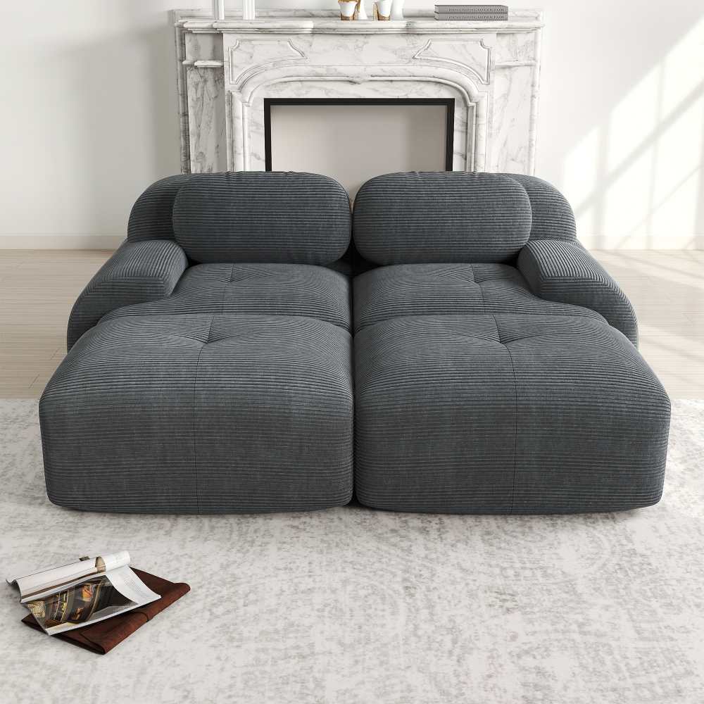Sofá modular de 2 plazas con chaise longue, reposabrazos ergonómicos ...